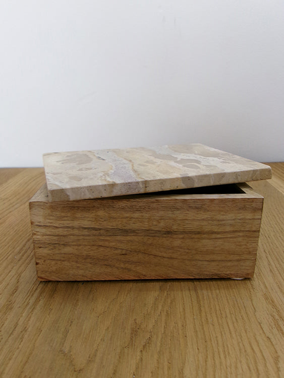 Light Wood Box with Marble Lid– Urban Yuppi